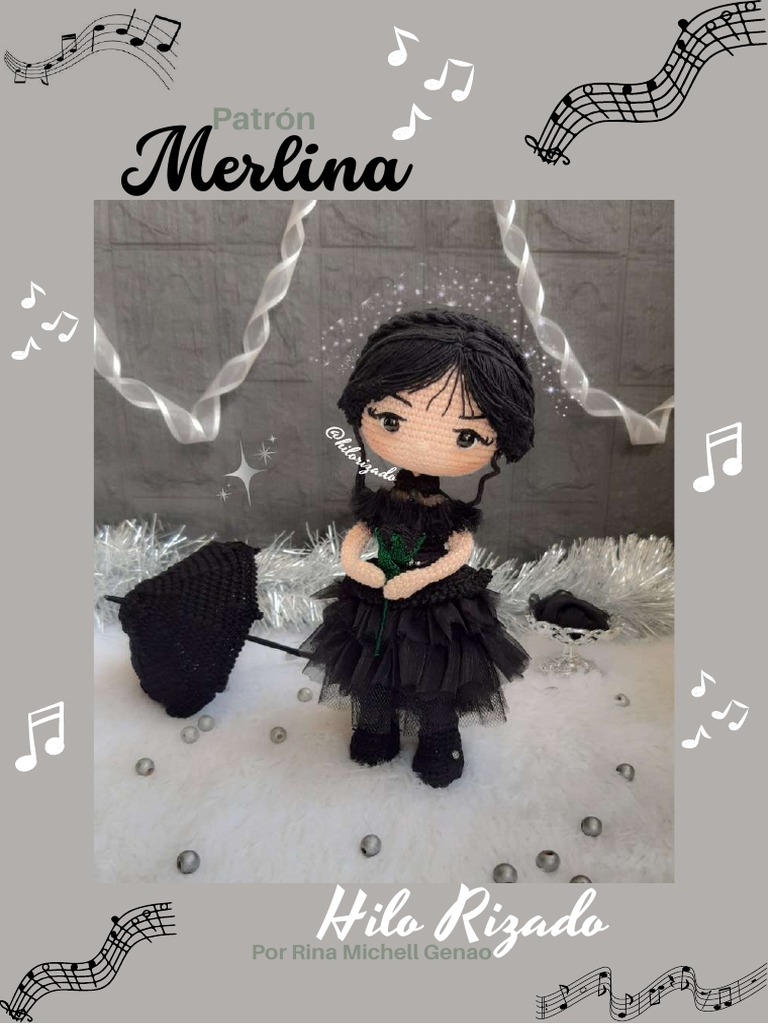 Patrón de Muñeca Merlina Amigurumi | PDF | Pelo