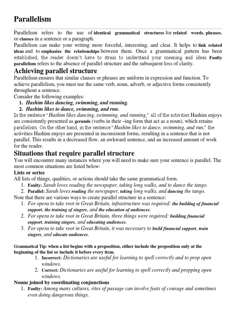 Parallelism | PDF | Verb | Adjective