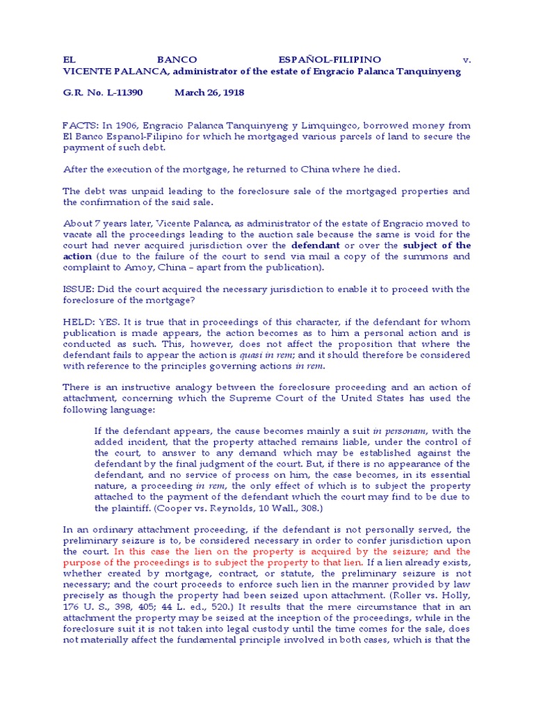 CIVPRO - EL BANCO ESPAÑOL - Digest | PDF