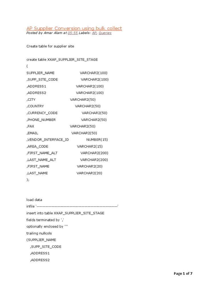 AP Supplier Conversion Using Bulk Collect | PDF | Computer Data | Computer Programming