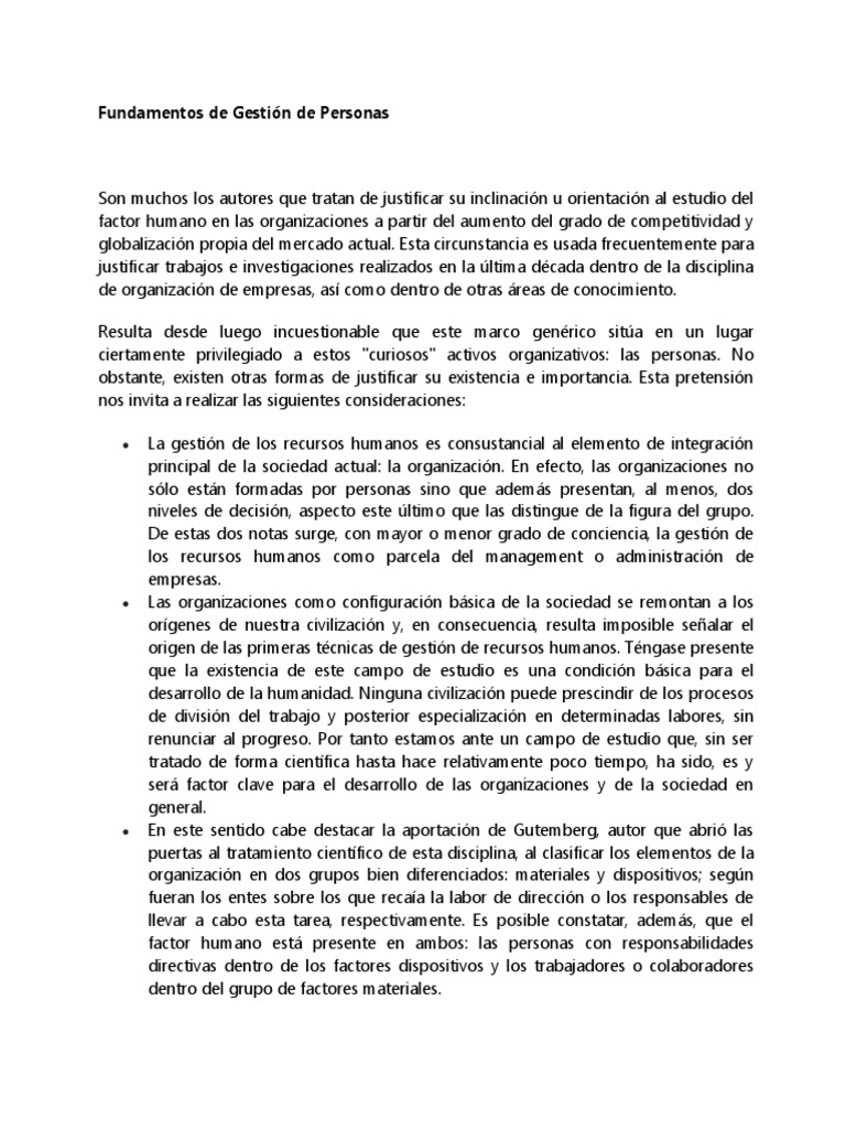 Fundamentos de Gestión de Personas | PDF