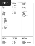 Year 2 English Vocabulary List | PDF