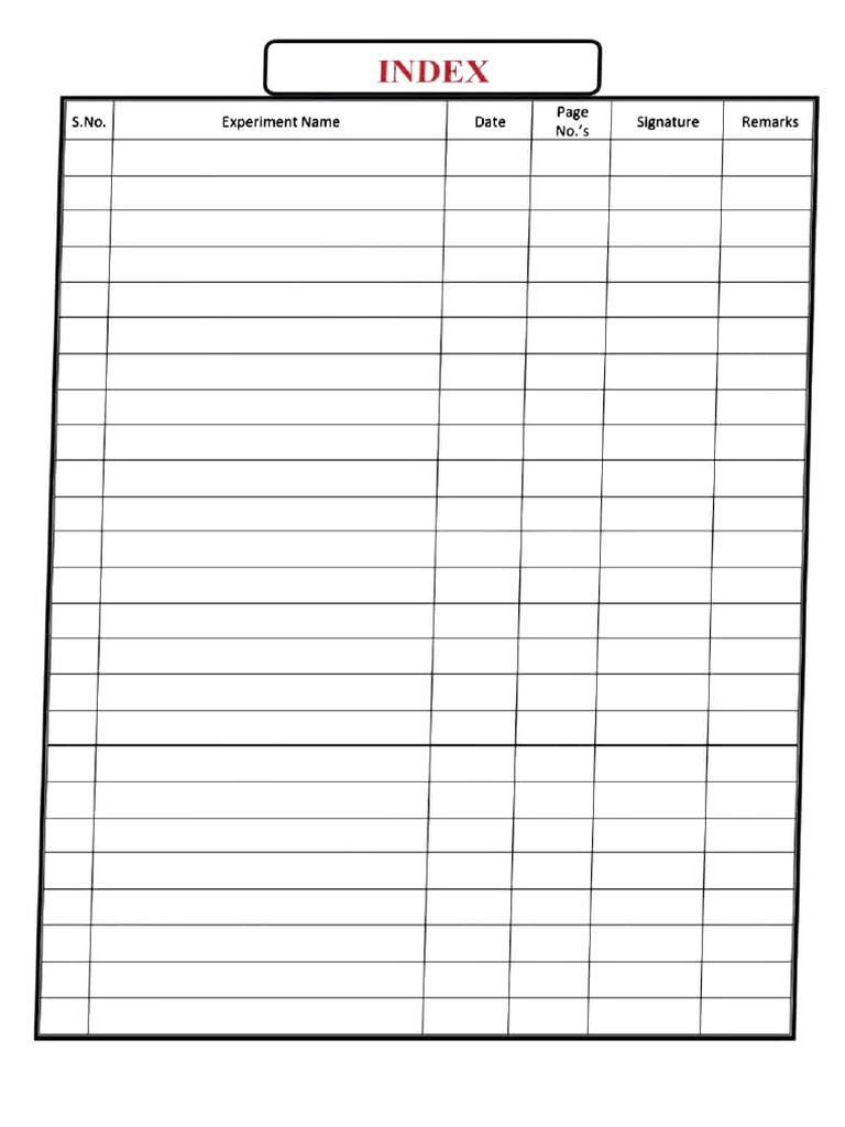 Index: Experiment Name | PDF