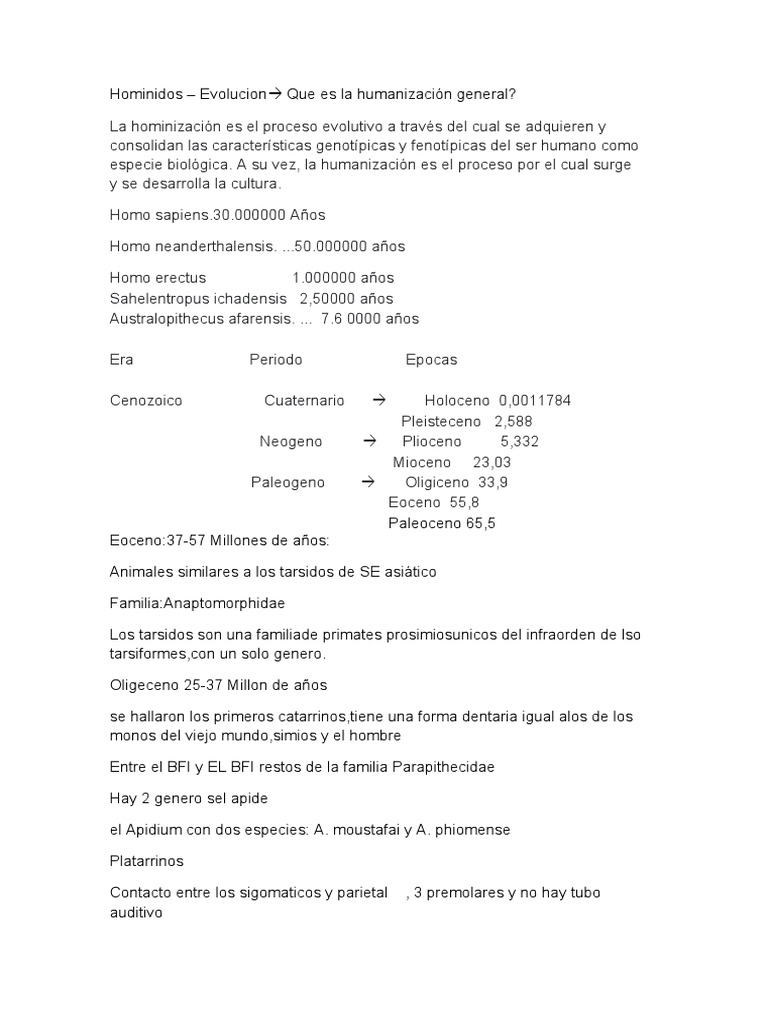 Lineas Evolutivas | PDF | Homo | Plioceno Lineas Evolutivas | PDF | Homo | Plioceno