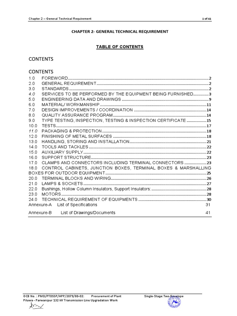 Chapter 2-General Technical Requirement | PDF | Technology & Engineering