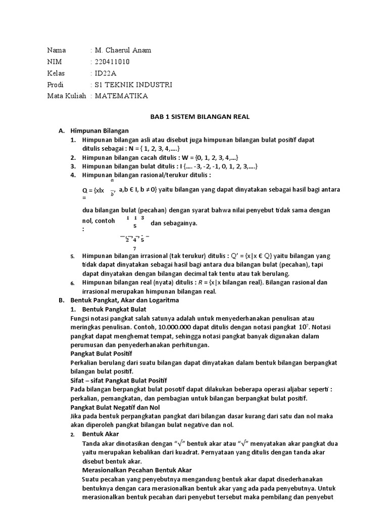 M.Chaerul Anam_220411010_ID22A_S1 TEKNIK INDUSTRI (MATEMATIKA) | PDF