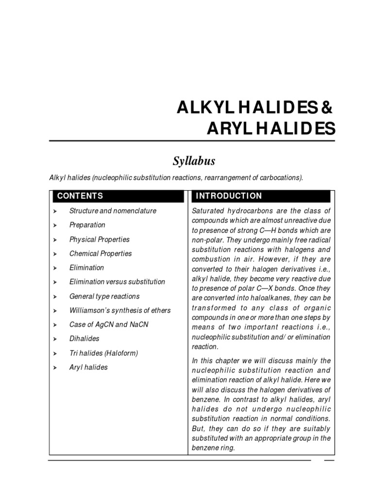 Alkyl Halides & Aryl Halides-01 - Theory | PDF | Chemical Reactions | Chemical Process Engineering