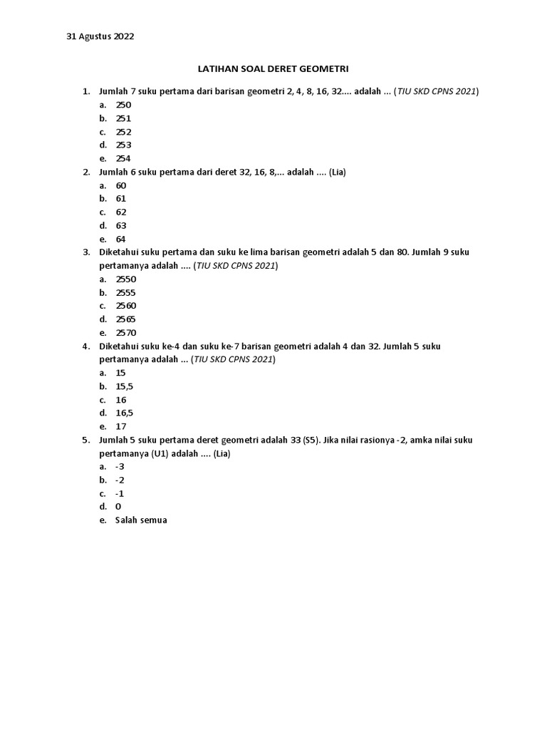 Soal Deret Geometri | PDF