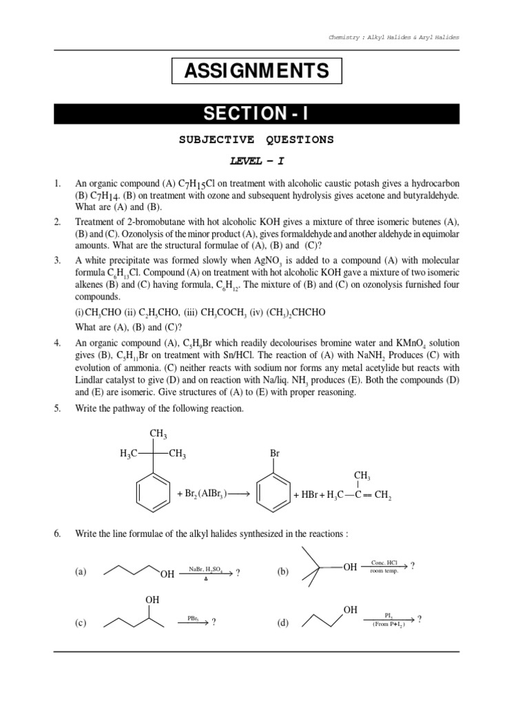 Alkyl Halides & Aryl Halides-03 - Assignments (New) | Download Free PDF | Chlorine | Amine