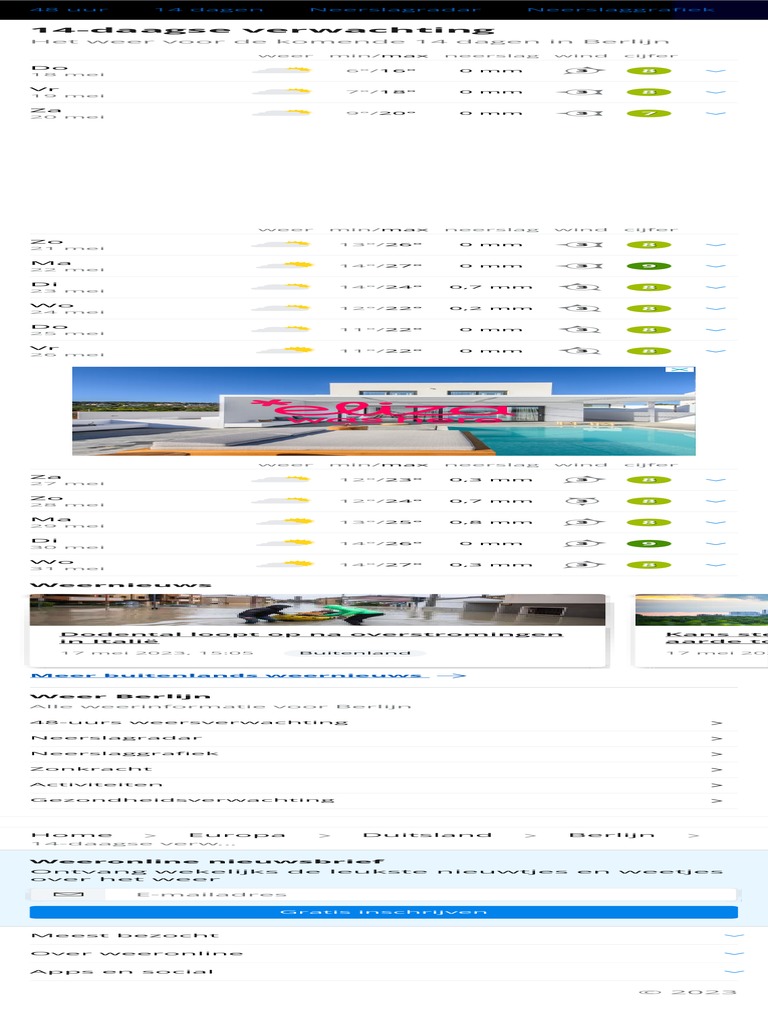 14-Daagse Weersverwachting Berlijn Weeronline | PDF