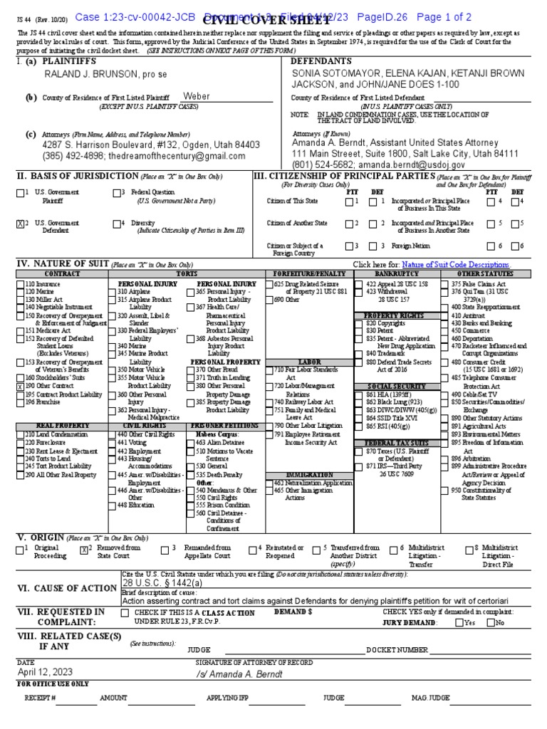 Brunson Case Gov - Uscourts.utd.139026.1.3 | PDF | Diversity ... Brunson Case Gov - Uscourts.utd.139026.1.3 | PDF | Diversity ...