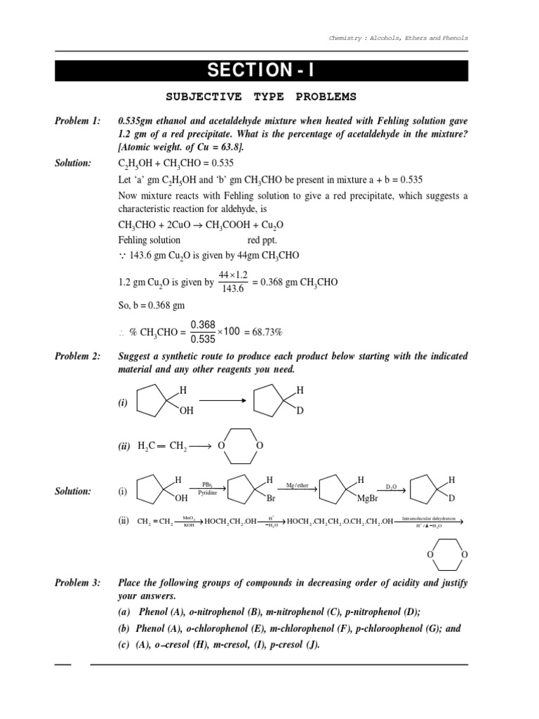 Alcohols Ethers and Phenol-02 Solved Problems | PDF | Ethanol | Ester