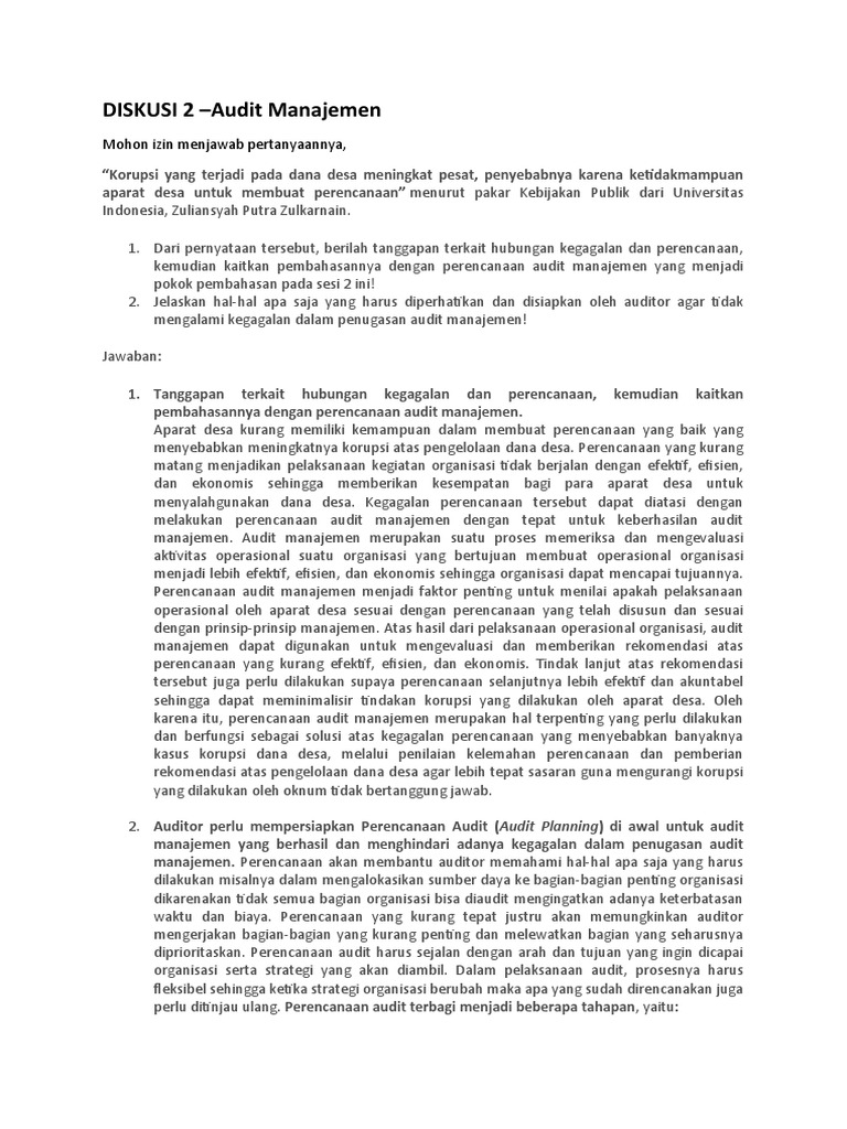 Diskusi 2-Audit Manajemen | PDF