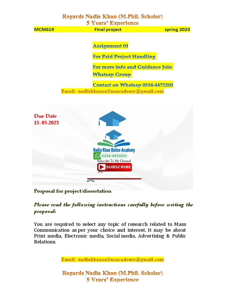 Mass Communication Project Proposal Guide | PDF | Validity (Statistics ...