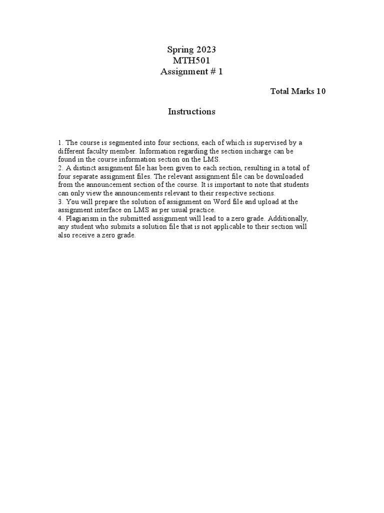 Spring 2023 - MTH501 - 1 | PDF | Computers
