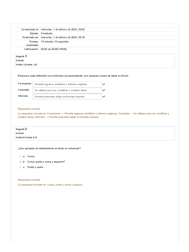 Cuestionario 4 Marrona | PDF | Microsoft Excel | Hoja de cálculo