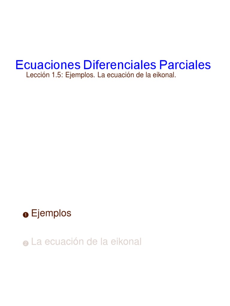 EDPs-PPT Leccion1.5 | PDF | Ecuaciones | Óptica