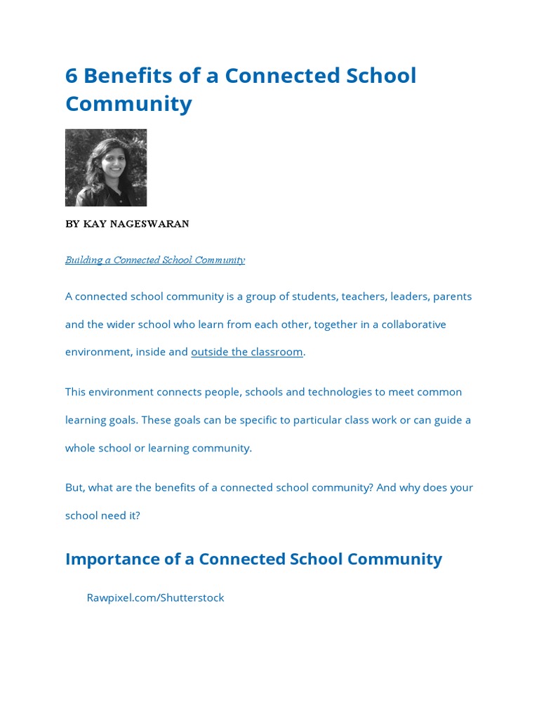 Benefits of School Connected Community | Download Free PDF | Learning ...