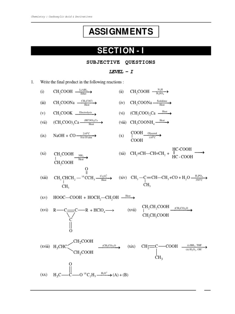 Carboxylic Acid & Derivatives-03- Assignments (New) | PDF | Carboxylic Acid | Acid