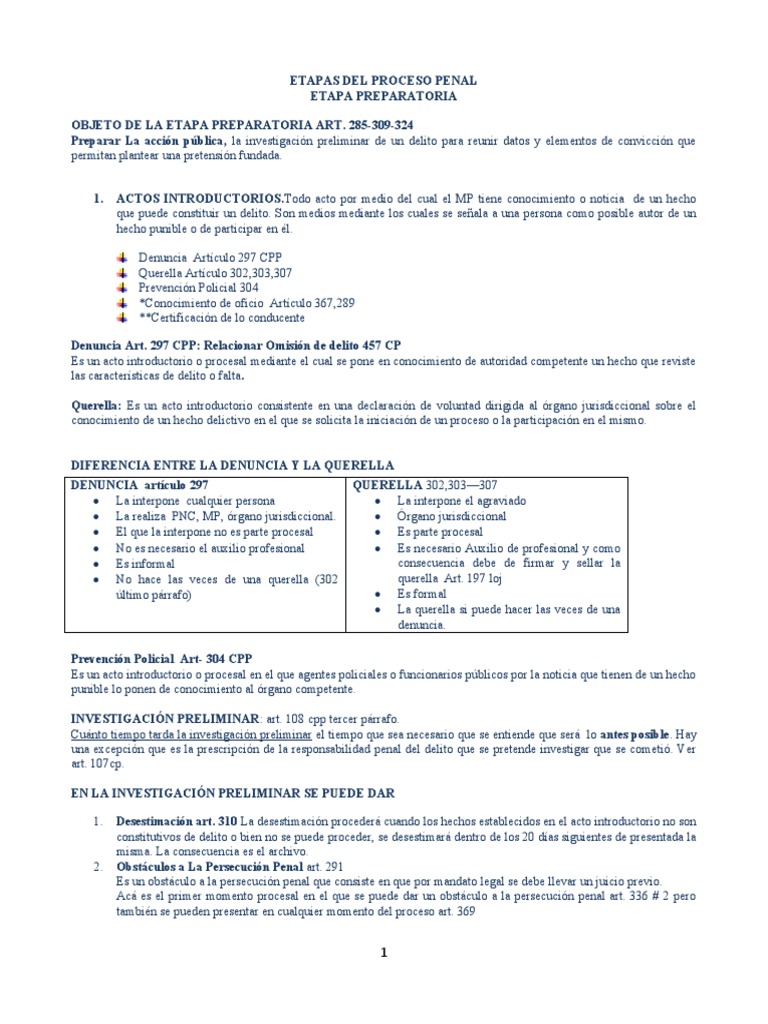 Etapas Proceso Penal | PDF | Sentencia (ley) | Queja