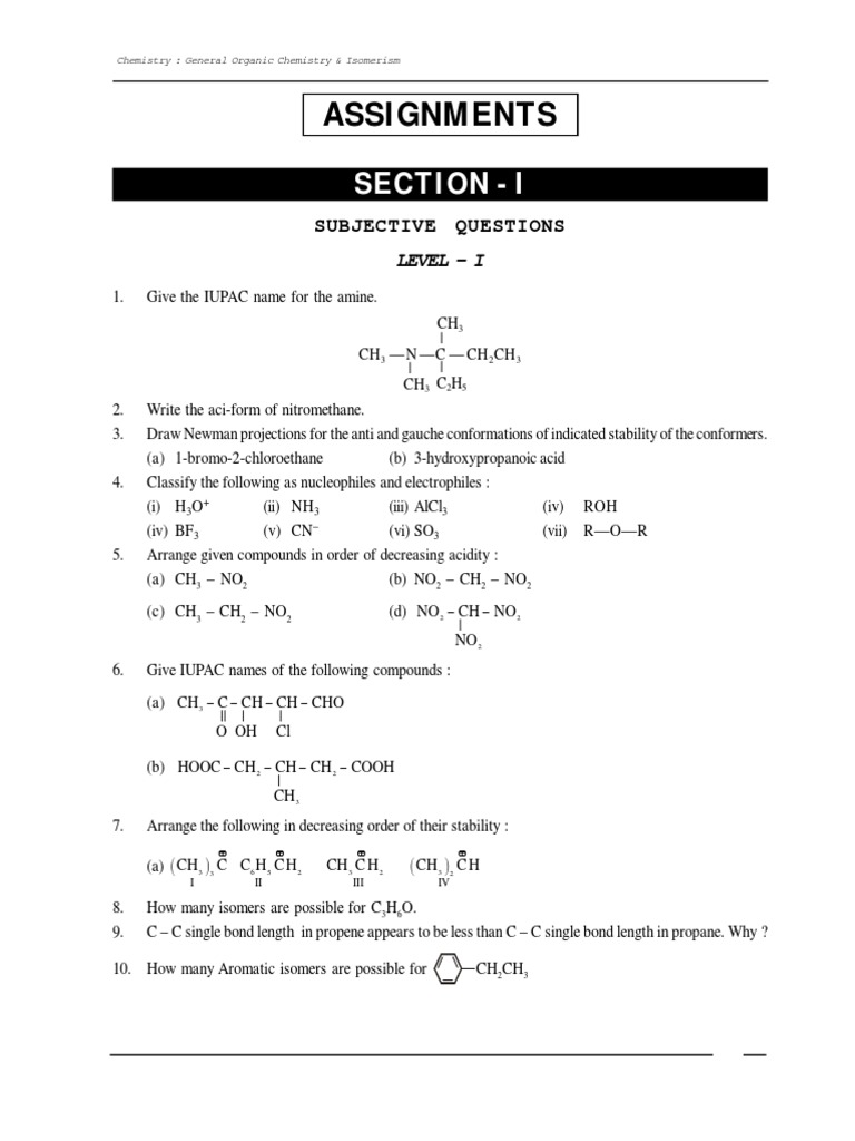 General Organic Chemistry-03 - Assignments (New) | PDF | Conformational ...