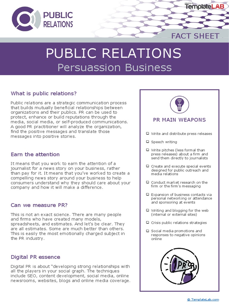 Public Relations Fact Sheet Template | PDF | Public Relations | Mass Media