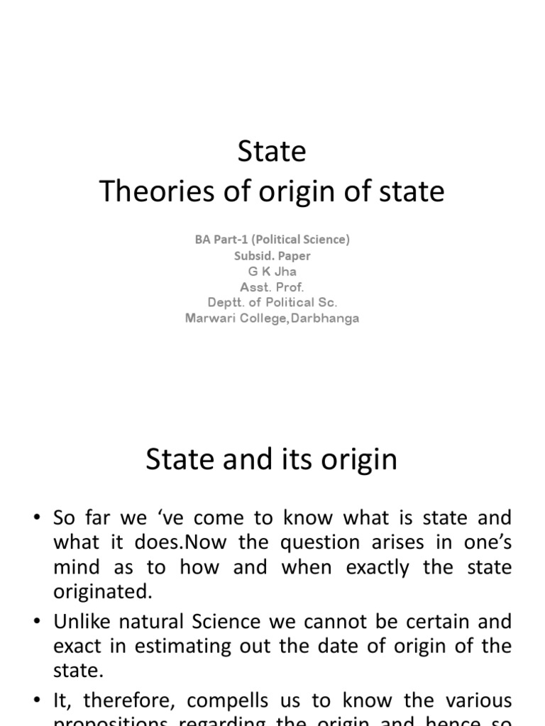 Theory of Origin of State PDF | PDF | Social Contract | Thomas Hobbes