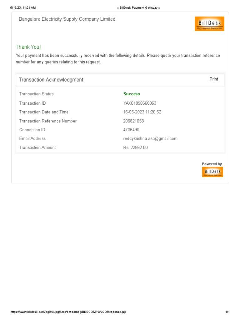 April 2023 Electricity Bill Payment Arz BLR | PDF