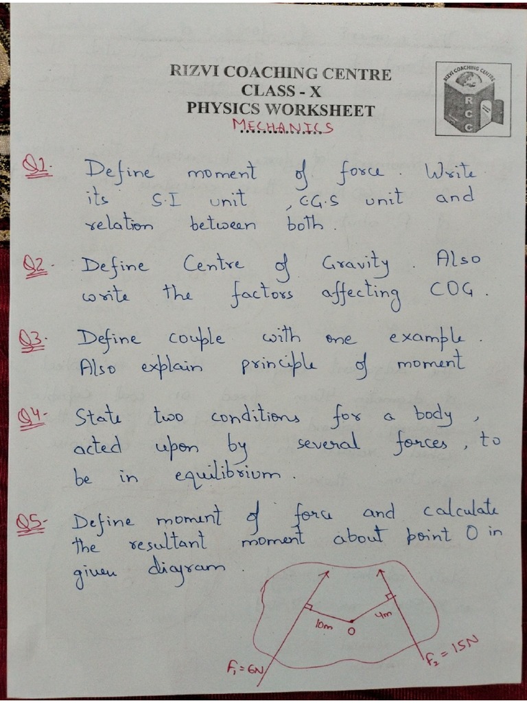 Physics Worksheet - Mechanics | PDF