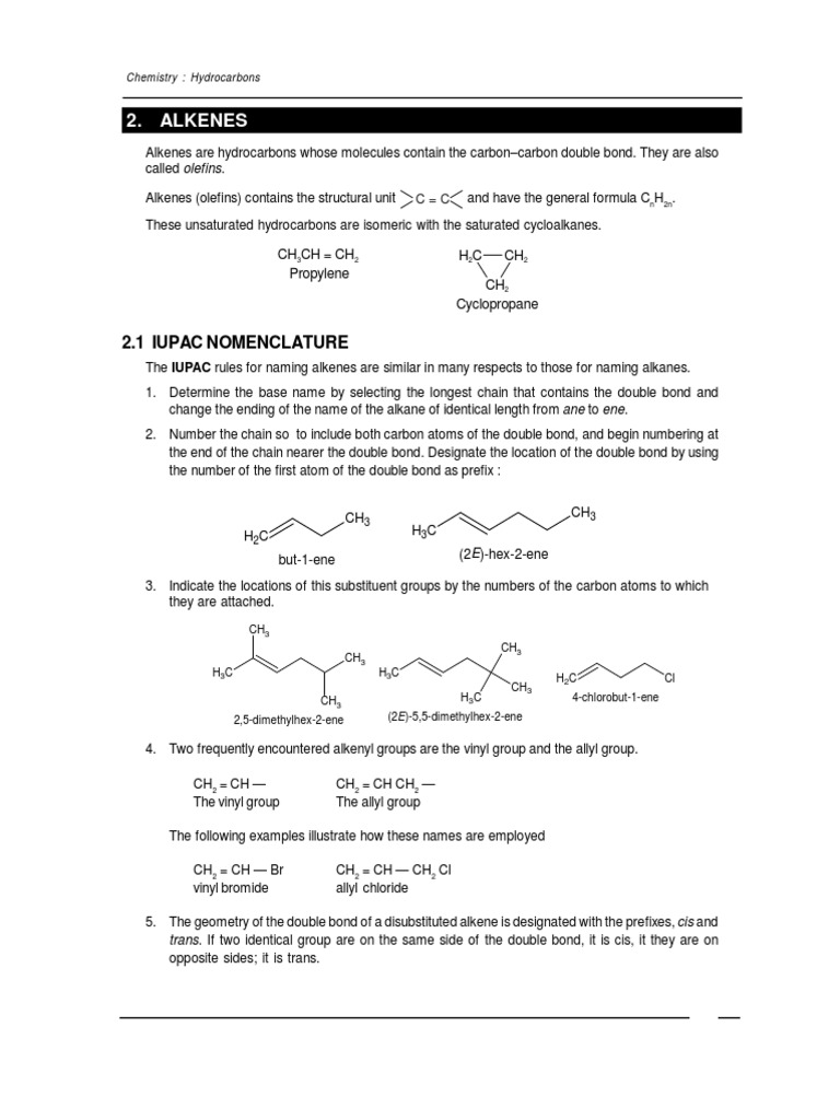 Hydrocarbon Alkenes 2 | PDF | Alkene | Alkane
