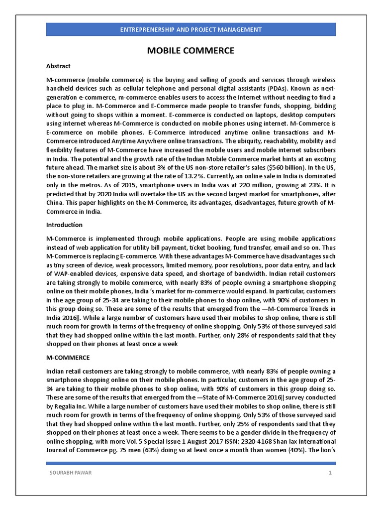 Mobile Commerce | PDF | E Commerce | Internet