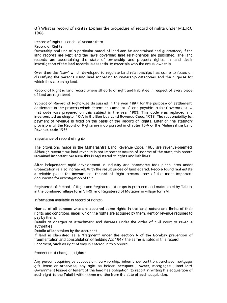 Record of Right | PDF | Lease | Easement