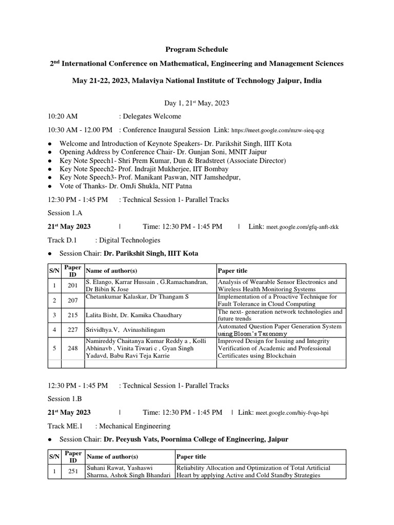 Updated Program Schedule - Final | PDF | Engineering Updated Program Schedule - Final | PDF | Engineering