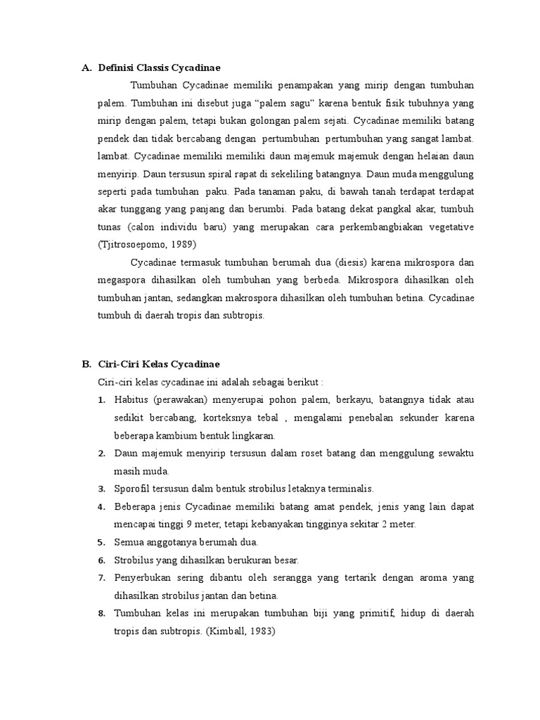 Isian PPT - Definisi, Ciri-Ciri, Contoh Classis Cycadinae | PDF | Sains & Matematika