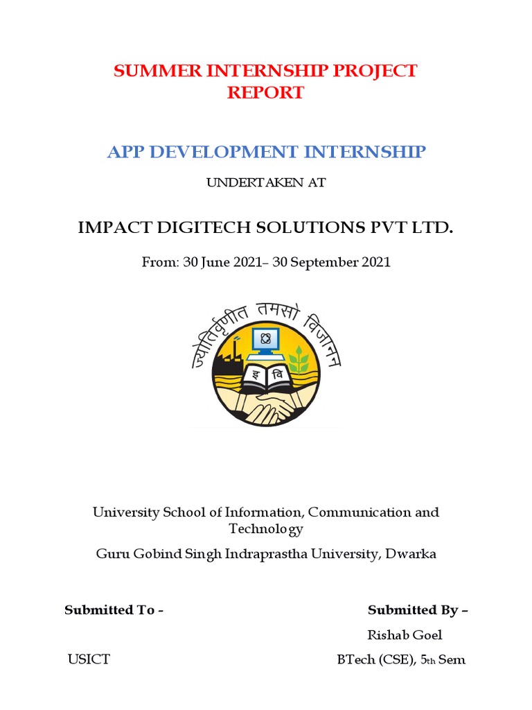 Summer Internship Training Report | PDF | World Wide Web | Internet & Web