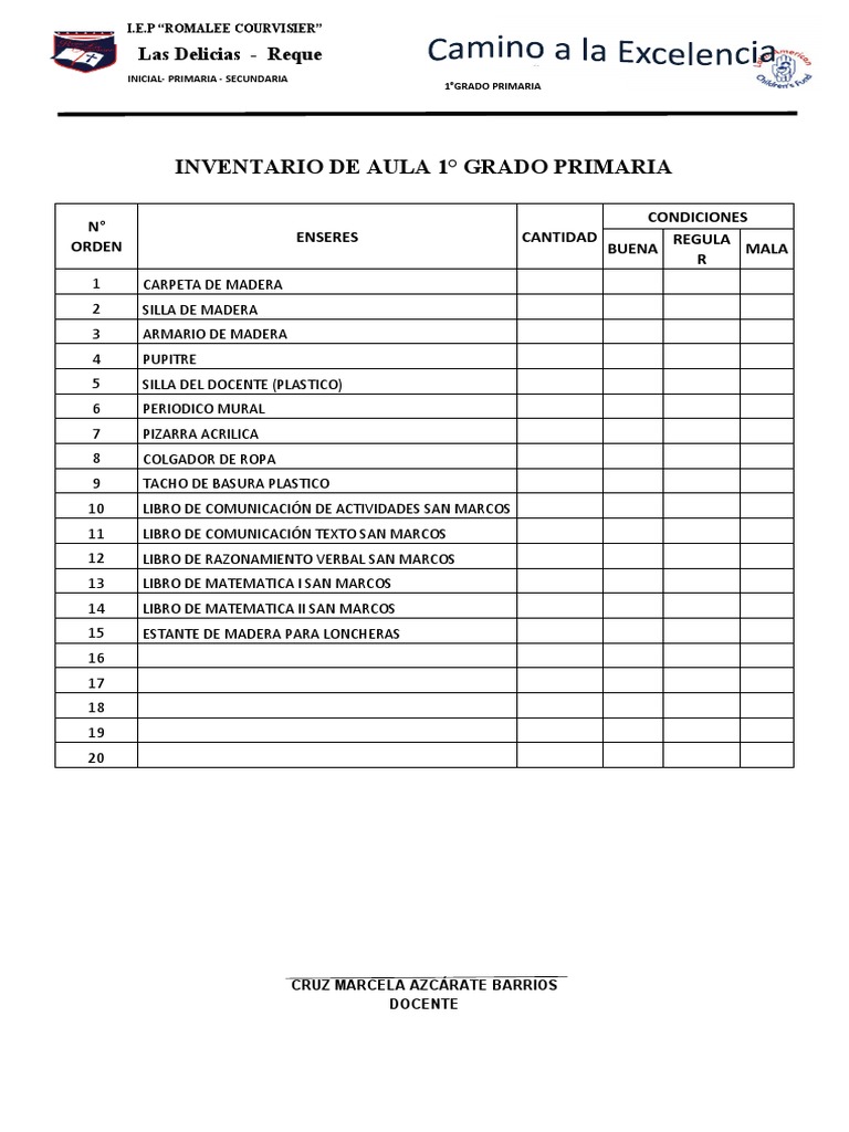 Inventario de Aula | PDF