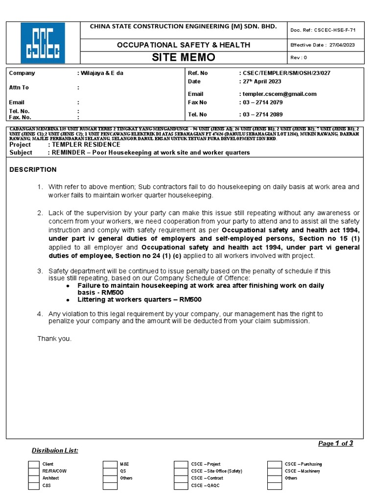 Memo 027 | PDF | Occupational Safety And Health | Employment
