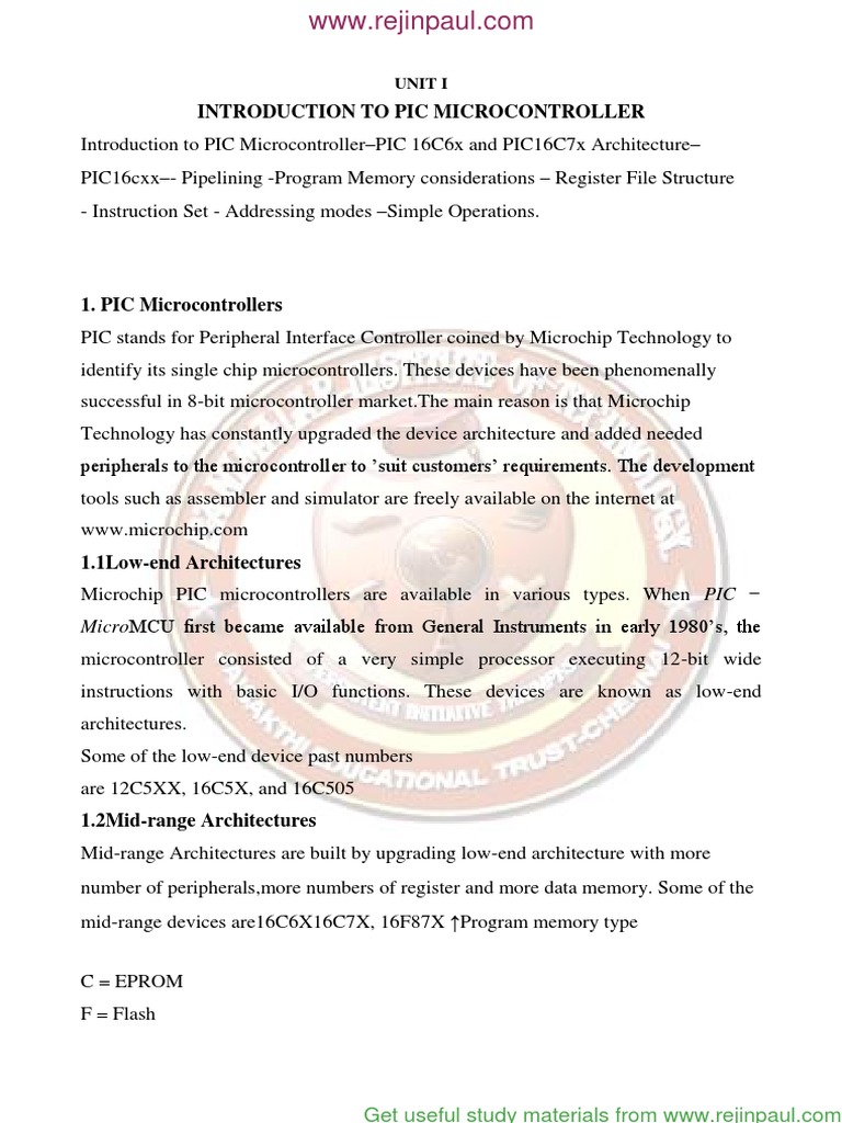 Introduction to PIC Microcontrollers | PDF | Microcontroller | Central Processing Unit