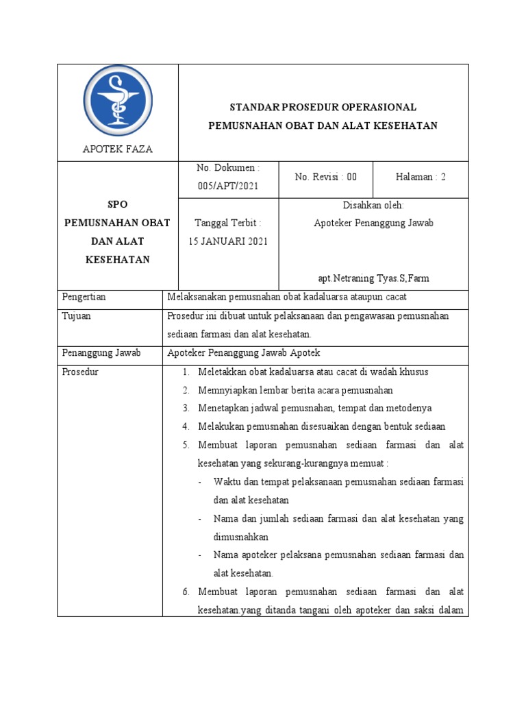 sop pemusnahan | PDF