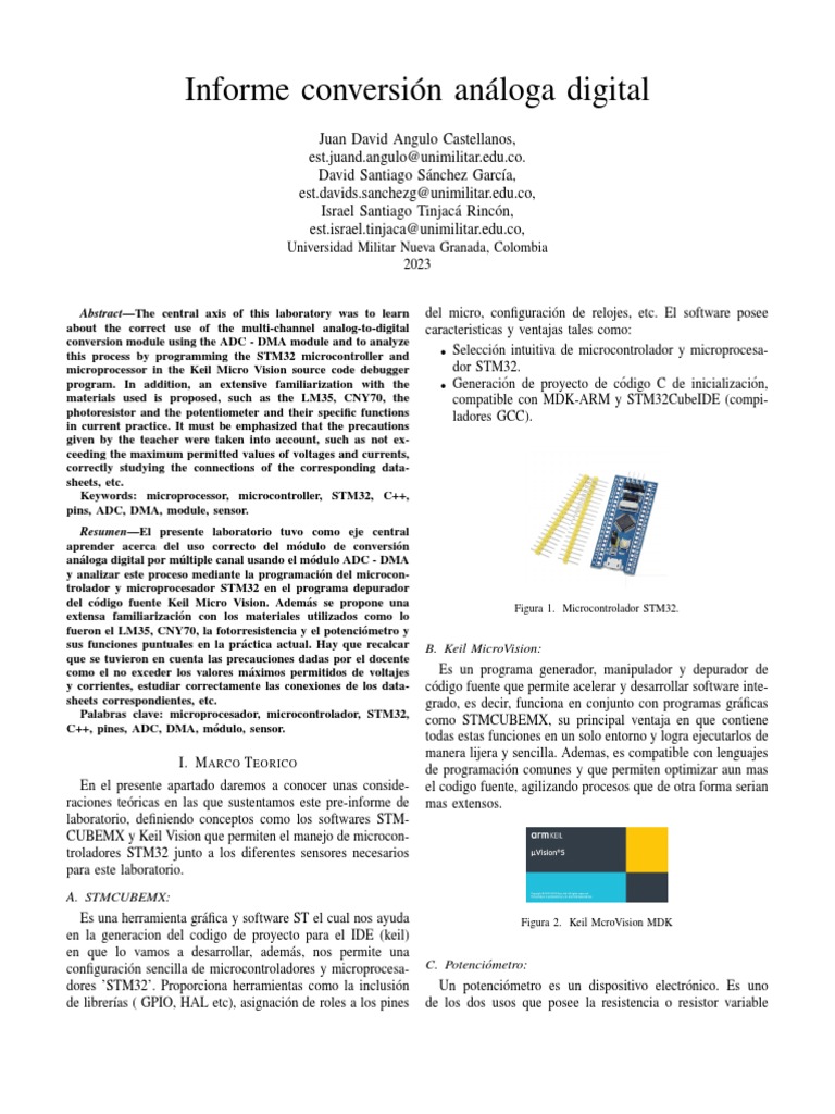Informe N 2 Conversi N An Loga Digital | PDF | Resistor | Muestreo (procesamiento de señal)