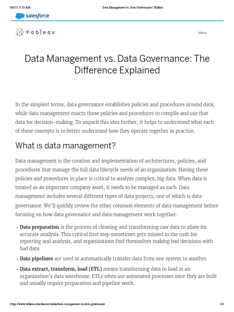 Data Management vs. Governance Explained | PDF | Governance | Data