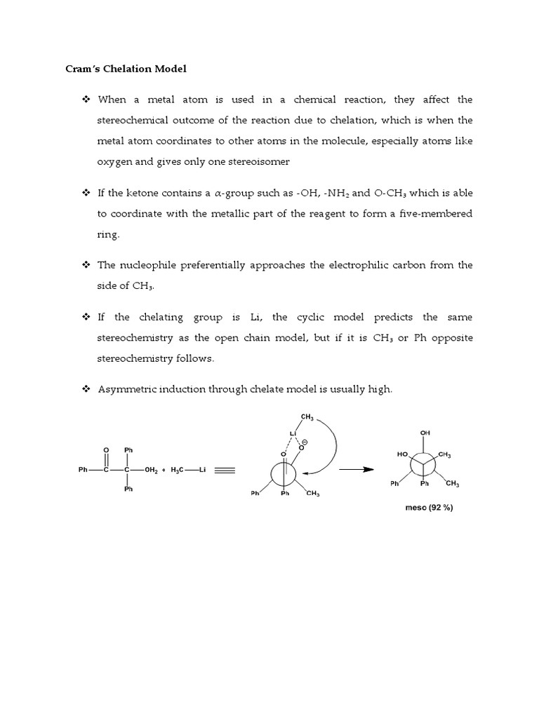 Chelation Model | PDF | Chemistry | Organic Chemistry