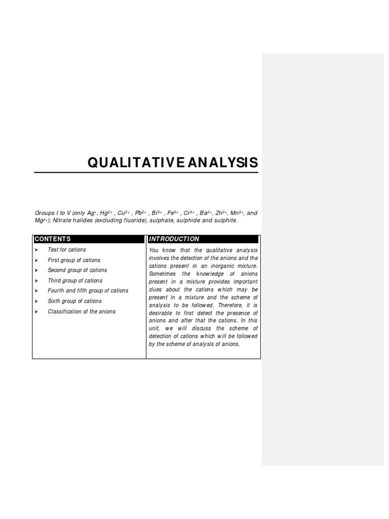 01 Qualitative Analysis | PDF | Hydroxide | Precipitation (Chemistry)