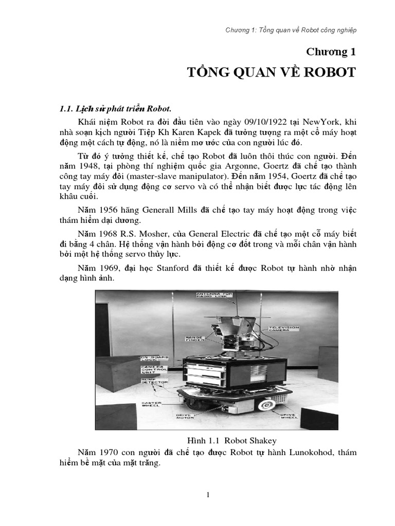 Kỹ Thuật Robot Chương 1 Tổng Quan Về Robot Pdf