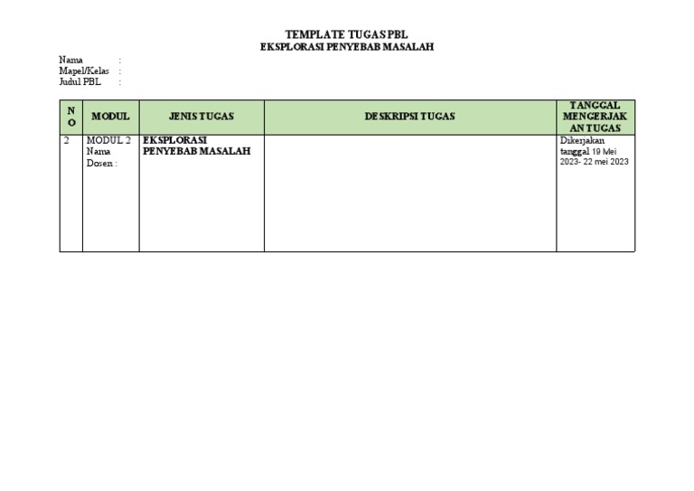 Template PBL Eksplorasi Penyebab Masalah | PDF