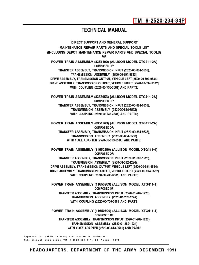 TM 9-2520-234-34P Technical Manual: Headquarters, Department of The ...