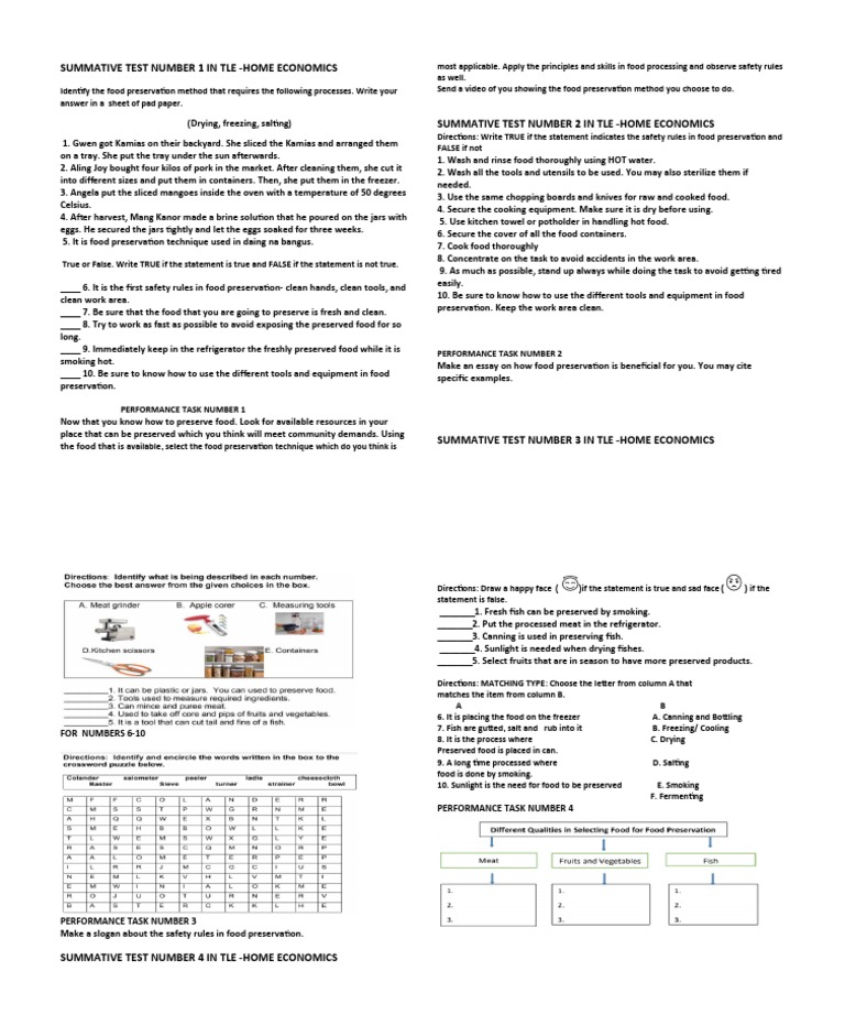 Summative Test in Tle He | PDF | Food Preservation | Refrigerator