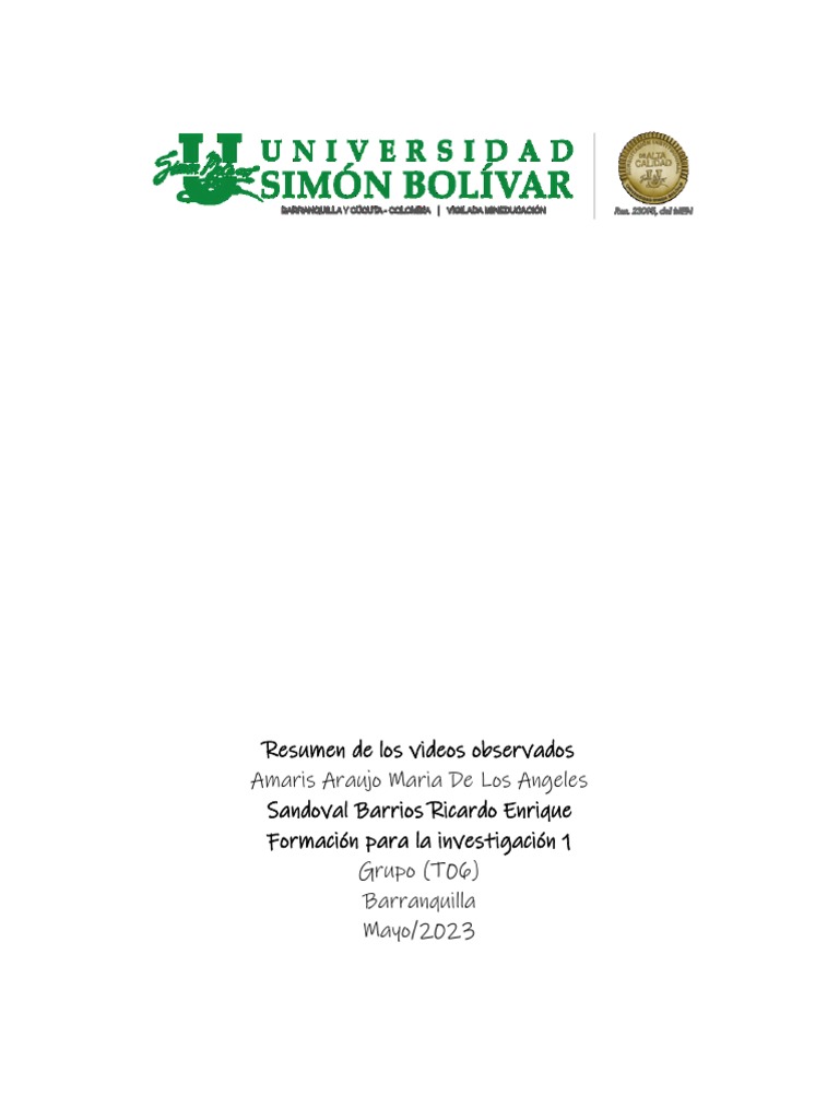 Resumen de Los Videos Observados | PDF | Investigación cuantitativa | Autor