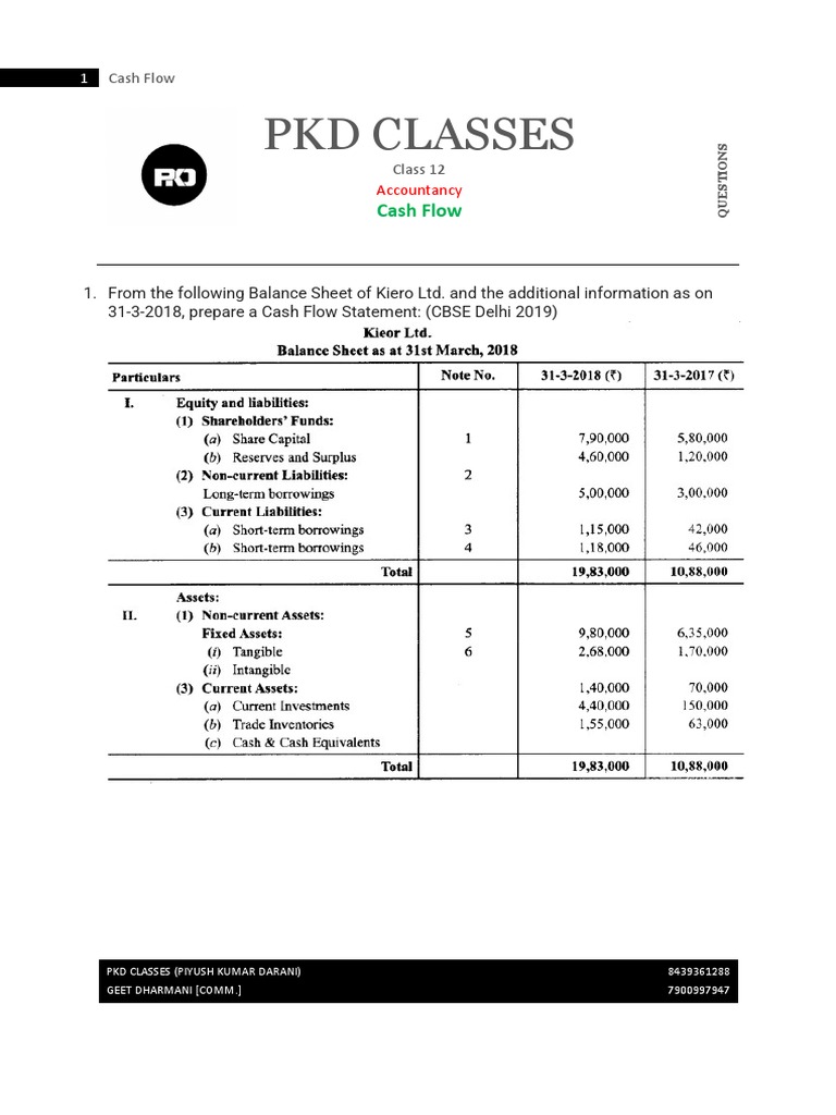 Cash Flow Questions Pdf Depreciation Dividend