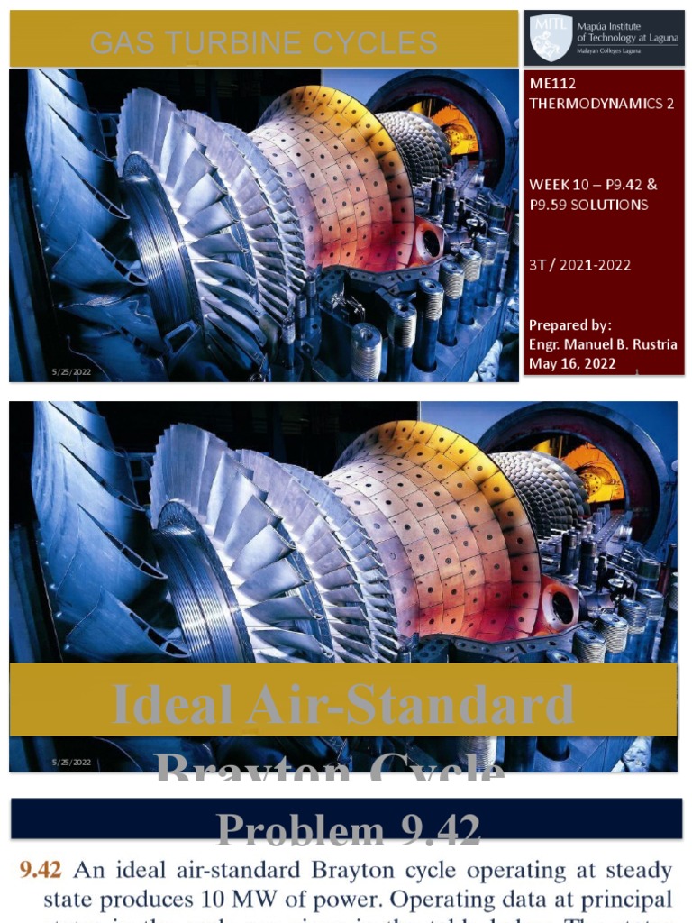 Week 10 - Gas Turbine Cycle Problem Solutions - Ideal-Regenerative-Brayton-Cycle-3t 2021-2022 ...